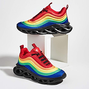 LUCKY STEP Women's Chunky Platform Tie Dye Rainbow Sneakers Tennis Running Fashion Shoes(Multi, 9 B(M) US)