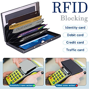 cobee Metal RFID Credit Card Holder, 2 Pieces Stainless Steel Credit Card Case Protector Business Card Wallet Slim ID Card Holders 6 Card Slots for Men Women