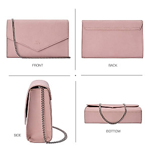 GM LIKKIE Clutch Purse for Women, Evening Envelope Clutch Bag, Crossbody Foldover PU Leather Shoulder Handbag (Pink)