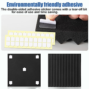 50 Pack Acoustic Foam Panels Premium Sound Proof Foam Panels Black Soundproof Wall Panels High Density Acoustic Panels Sound Absorbing for Studio Office Home, 12 x 12x 1Inch