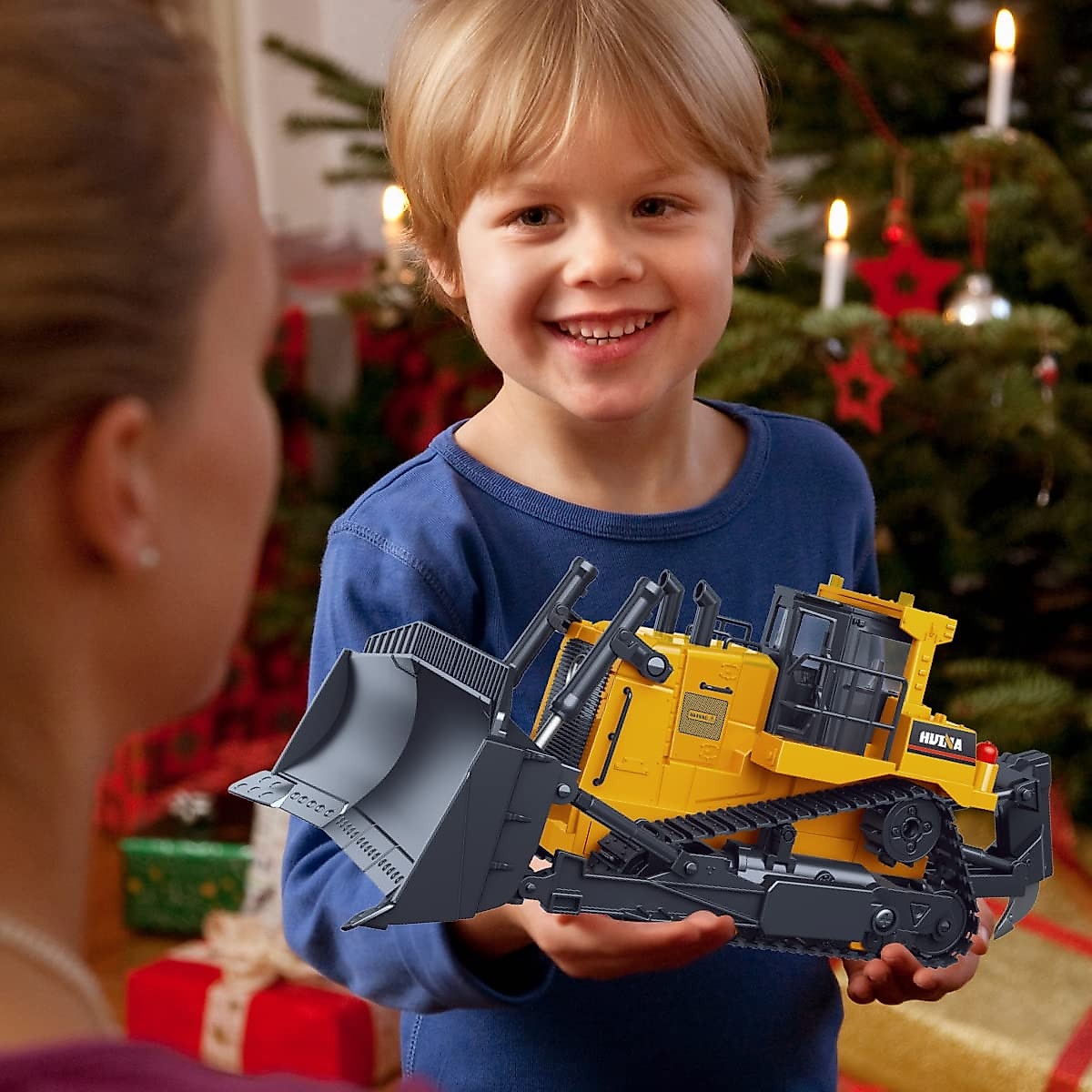 fisca Remote Control Bulldozer RC 1/16 Full Functional Construction Vehicle, 2.4Ghz 11 Channel Dozer Front Loader Toy with Light and Sound for Kids Age 6, 7, 8, 9, 10 and Up Years Old