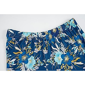Vozanet Women's V Neck Sexy Pajamas Capri Sets Full Printed Flowers Ladies Sleepwear V Neck Floral Nighty XL to 5XL, Blue, 4X-Large