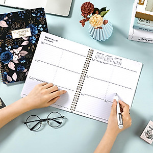 2024 Planner - 2024 Planner Weekly and Monthly, Jan. 2024 - Dec. 2024, 8'' x 10'', 2024 Calendar Planner with Twin-Wire Binding, Premium Paper, Flexible Cover, Check Box - Ink Painted Flowers