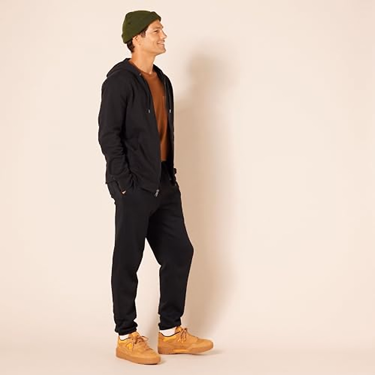 Amazon Essentials Men's Full-Zip Fleece Hoodie (Available in Big & Tall), Black, 4X-Large Big