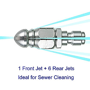 RIDGE WASHER Sewer Jetter Nozzle for Pressure Washer Drain Jetting Hose, 1/4'' Quick Connect, 5000 PSI