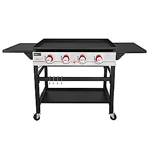 Royal Gourmet GB4000 36-inch 4-Burner Flat Top Propane Gas Grill Griddle, for BBQ, Camping, Red