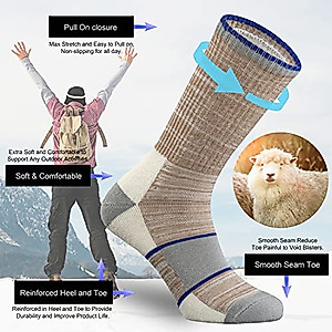 Ortis Men's Merino Wool Cushion Crew Socks with Moisture Wicking Control Light Weight Breathable for Outdoor Hiking Cycling(Mix Color2 L)
