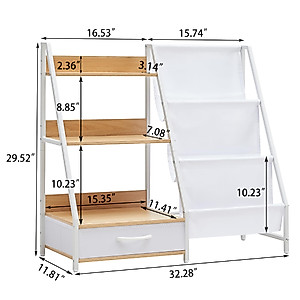 Kids Bookshelf and Toy Organizer, 3 Tier Bookshelf for Kids, Montessori Bookcase Book Shelf for Kids Rooms, Bedroom, Playroom, Nursery, Toy Storage Organizer with Bookshelf (Natural)
