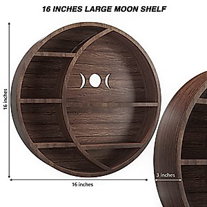 Midasfix Moon Shelf for Crystals, Large 16” Crystal Shelf Display, Essential Oil Shelf. Crescent Moon Shelf for Wall Décor