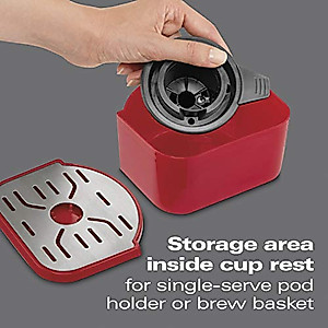 Hamilton Beach 49945 FlexBrew Single-Serve Coffee Maker Compatible with Pod Packs and Grounds, 1 Cup, Red