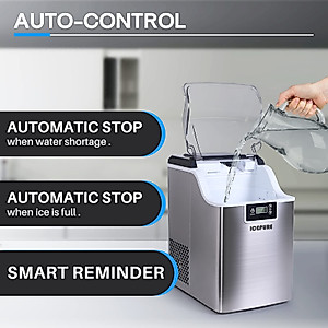 ICEPURE Nugget Ice Maker Countertop, Compact Ice Machine Portable, Make 44Lbs/24H, Self-Cleaning, Small Tabletop Icemakers, Crushed Soft&Chewable/Chewy Ice for Home/Kitchen/Office (Stainless Steel)