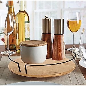 Lawei 10 Inch Lazy Susan Turntable, Bamboo Spinning Spice Rack Holder Kitchen Cabinet Counter Rotating Condiments Organizer for Spice Condiment Baking