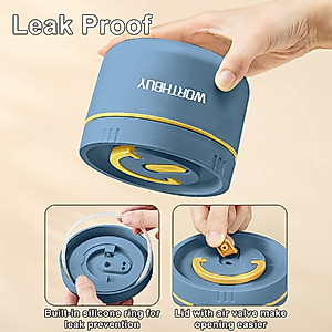 VANDHOME Portable Insulated Lunch Box Set, Microwave Safe Thermal Bento Lunch Container For Adults Kids, 18/8 Stainless Steel Keep Warm Food Container With Bag & Sauce Box (Blue 3Pcs 60oz)