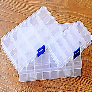 10/15/24 Grids Clear Plastic Organizer Box Storage Container Jewelry Box with Adjustable Dividers for Beads Art DIY Crafts Jewelry Fishing Tackles, Plastic Jewelry Box Organizer Storage Container 15