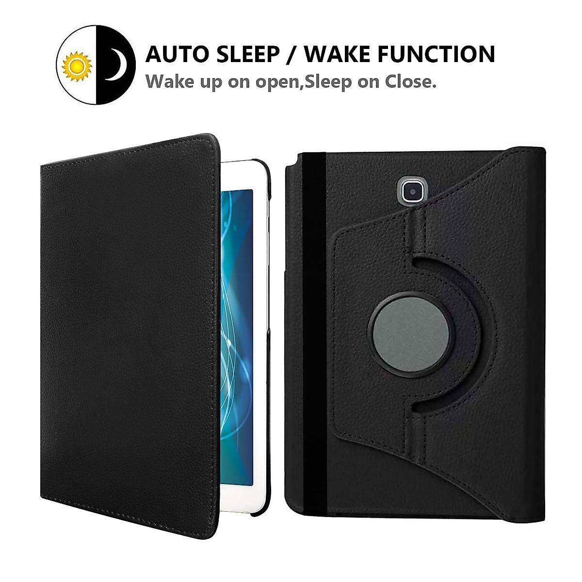 Case for Samsung Galaxy Tab A 8.0 inch 2015 (SM-T350 T351 T355 SM-P350 P355) - 360 Degree Rotating Stand Case Smart Protective Cover,with Stylus Pen,Screen Film (Black)