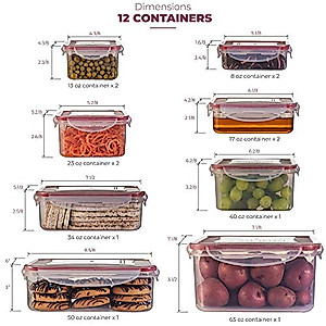SEALCO Food Storage Containers with Lids – 12 Pack Set (24 Pieces Total) -Reusable Plastic Containers – BPA-Free, Stackable, Microwave, Dishwasher, Freezer Safe – Airtight