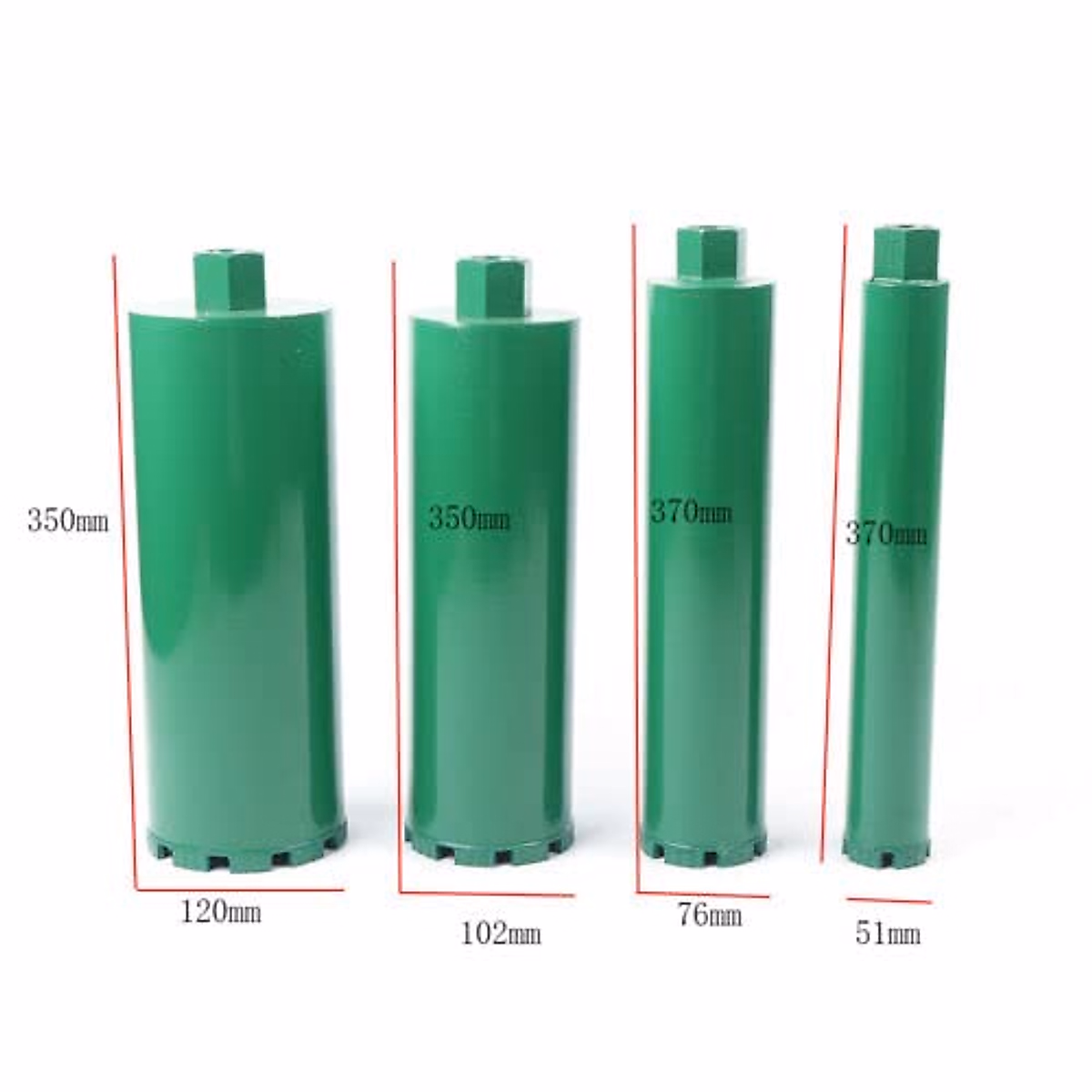 BJTDLLX 4PCS Drill Bit Set, M22 Drill Bit Combo Wet Diamond Core Drill Bit Hole Saw 2'' /3'' /4''/ 5'' Fit Concrete/Granite/Marble (Green Series)