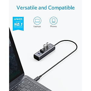 Anker USB C Hub, Aluminum USB C Adapter with 4 USB 3.0 Ports, for MacBook Pro 2018/2017, ChromeBook, XPS, Galaxy S9/S8, and More