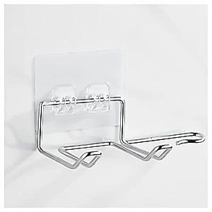 Valink Hair Dryer Holder, Wall Mount Self Adhesive Waterproof blowed Dryer Rack Storage Organizer Hanger,Adhesive Stainless Steel Bathroom Organizer d Double Hook Section