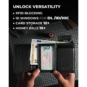 AirTag Wallet for Men, Finest Full Grain Genuine Leather, Mens Wallet with AirTag Holder, Apple Air Tag Minimalist Front Pocket Trifold Wallet, RFID Blocking, Pop Up Smart Wallet with Card Holder