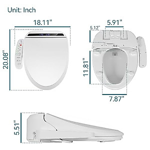 YOURLITE Bidet Toilet Seat Electric Warm Water Bidet with Warm Air Drying, Heated Seat Bidet with Self-cleaning Nozzle Temperature Adjustable White Toilet Seat
