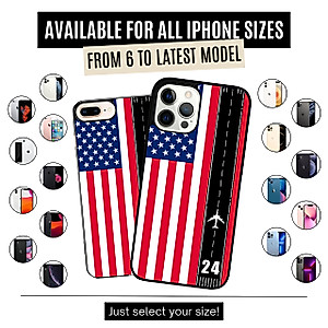 Airplane Runway American Flag Pilot Airport Travel Aviation Case - Compatible with iPhone 15 - Durable Non-slip TPU Rubber Shockproof Slim Case (15)