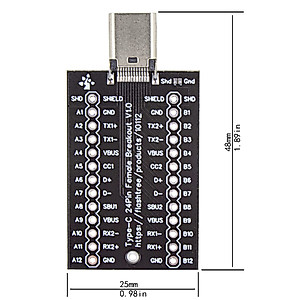 USB Type C Breakout Board Female Male Plug 6Pin 24Pin (24Pins Female Plug (Black))