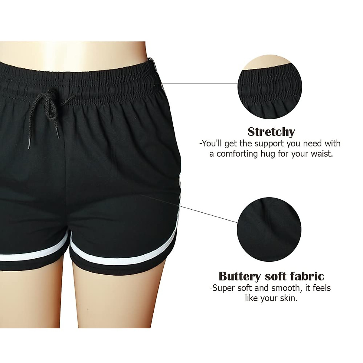 VALINNA Women's Athletic Yoga Running Workout Shorts Lounge Short Pants (L/XL (26" - 33"), Black)