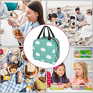 Cute Sky With Rainy Clouds Kawaii Lunch Box Travel Bag Picnic Bags Insulated Durable Shopping Bag Back To School Reusable Waterproof Bags For Man Woman Girls Boys