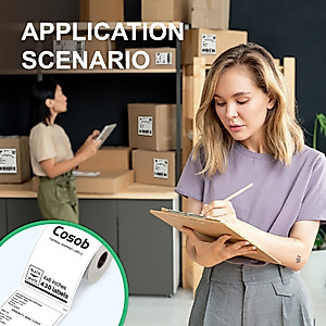 COSOB 4x6 Direct Thermal Shipping Label Fanfold Permanent Adhesive Thermal labels with perforated Line Suitable for thermal printer compatible with Zebra & Rollo printer, 500 labels/Stacks,4stacks