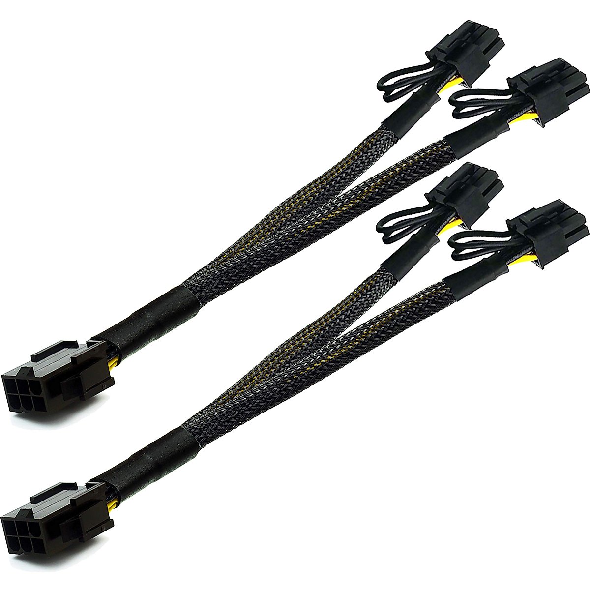 TeamProfitcom PCI-e 6 Pin to Dual PCIe 8 Pin (6+2) Graphics Card PCI Express Power Adapter GPU VGA Y-Splitter Extension Cable Mining Video Card Sleeved Power Cable 9 inches (2 Pack)