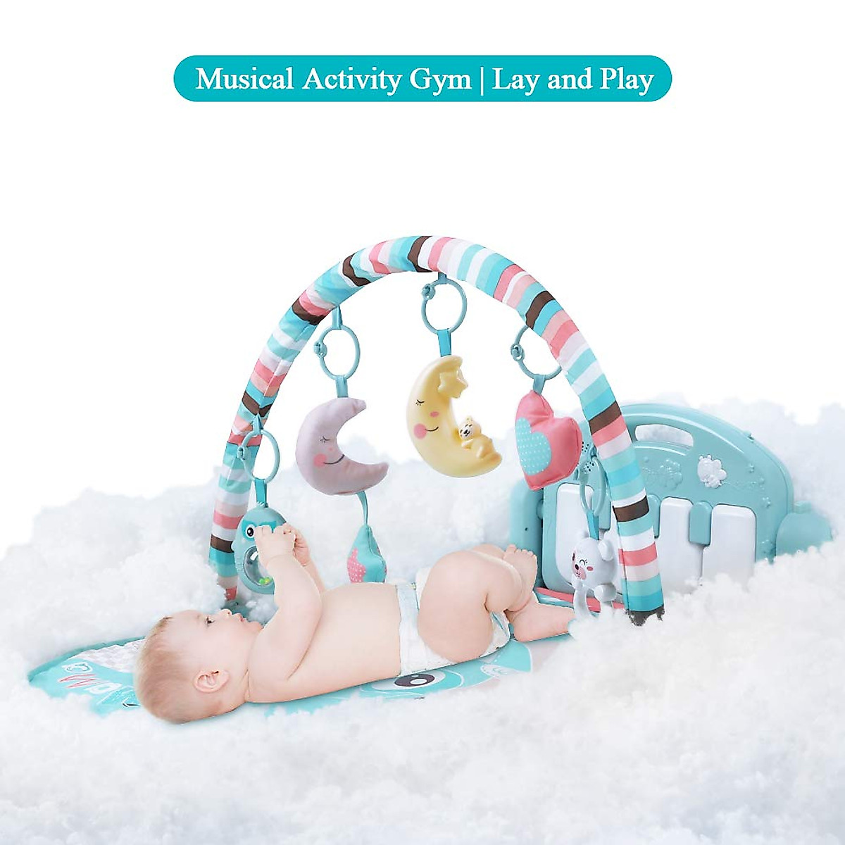 TEMI Baby Gym Toys & Activity Play Mat, Kick and Play Piano Gym Center with Music and Lights, Electronic Learning Toys for Infants, Toddlers, Newborn, Girls and Boys Ages 1 to 36 Months