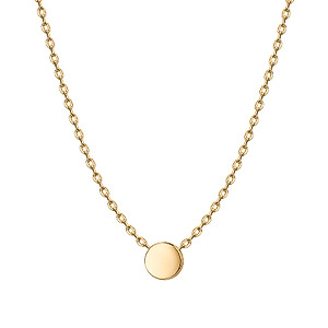 PAVOI 14K Yellow Gold Plated Tiny Dot Necklace Round Circle Pendant Necklace | Gold Necklaces for Women