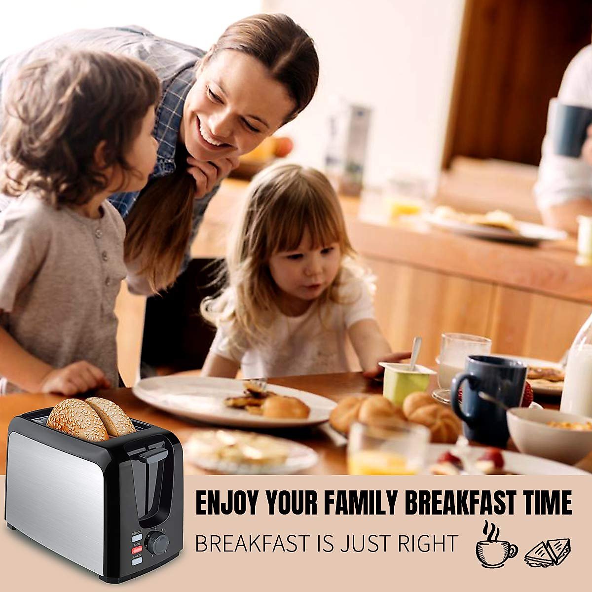 Toaster 2 Slice Stainless Steel Toaster Two Slice Toaster with Removable Crumb Tray Toaster Wide Slot Toasters 2 Slice Best Rated Prime with 7 Bread Shade Settings and Bagel, Defrost, Cancel Function for Bread