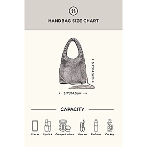 BABEYOND Women's Sparkly Clutch Evening Bags Glitter Rhinestone (Silver)