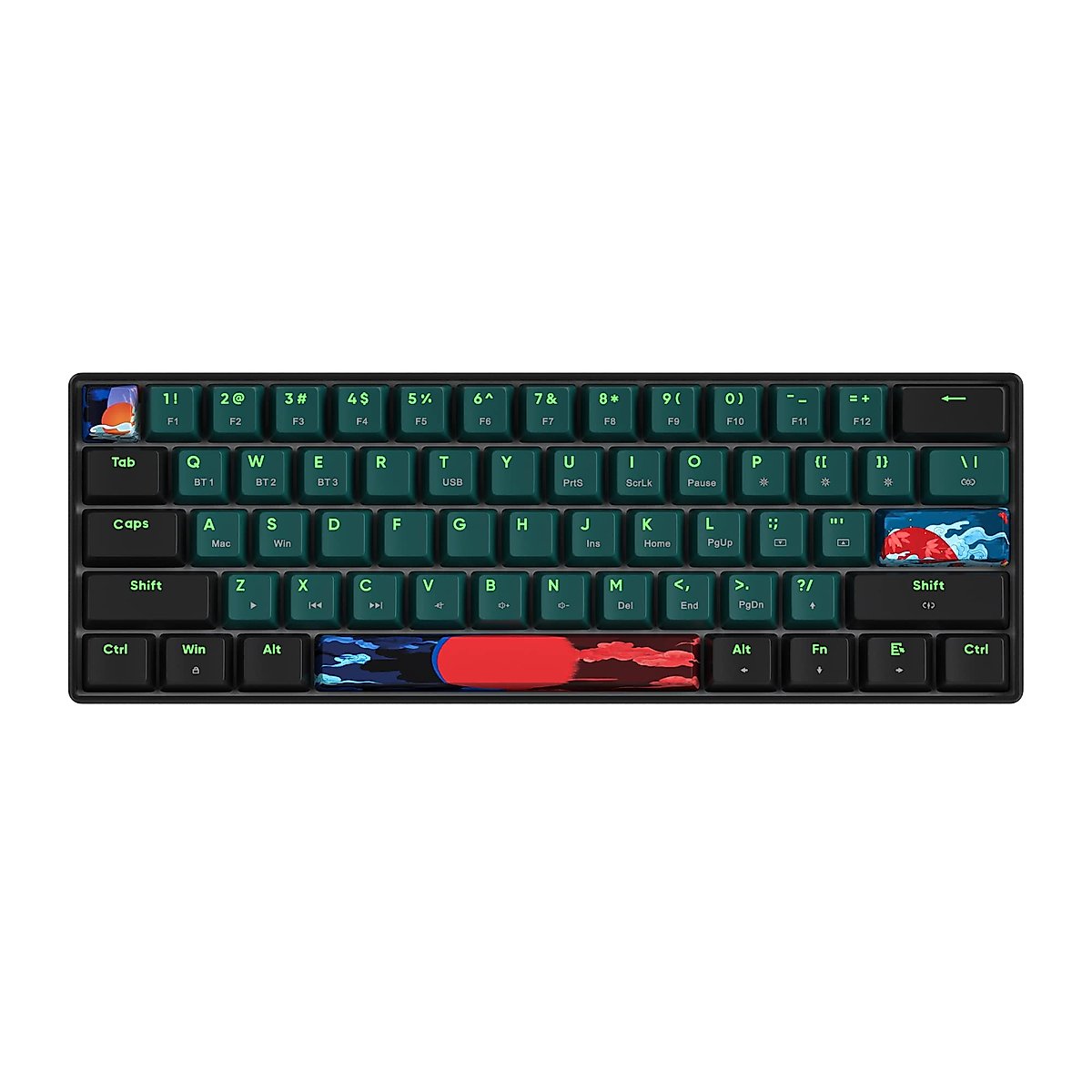 surmen GT61 Wireless 60% Keyboard, Mini RGB Mechanical Gaming Keyboard 60 Percent Hot-Swappable with Linear Gateron Switch Type-C/Bluetooth 5.0 Programmable (Gateron Yellow, Sound Wave 61)