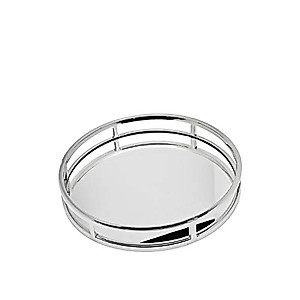 Godinger Decorative Tray, Perfume Tray, Vanity Tray, Round Home Decor Tray - Aspen Collection, Silver, 19"