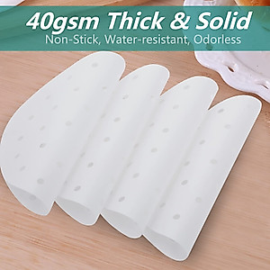 GeeRic Steam Parchment Paper, 8 Inch Air Fryer Parchment Paper Liners, 100pcs Round Perforated Bamboo Steamer Liners, Baking Liner for Air Fryers Baking Cooking Oven (White)