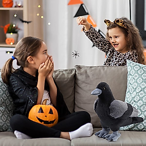 Aoriher 12 Inch Crow Plush Stuffed Animal Soft Black Fluffy Plush Toy Realistic Bird Stuffed Animal for Home Decoration Pet Party Favors Animal Collection Supplies