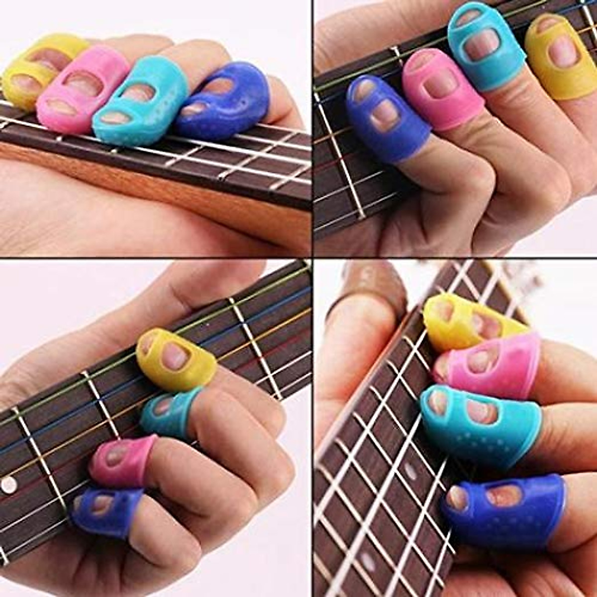 LOadSEcr’s Musical Instruments Tool, 4Pcs Fingertip Protectors Finger Guards for Ukulele Electric Guitar Bass Ukelele Accessories