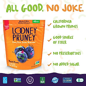 Looney Pruney Pitted Dried Prunes for the Entire Family | Always California-Grown | Kosher | No Added Sugar & No Preservatives (40 oz)