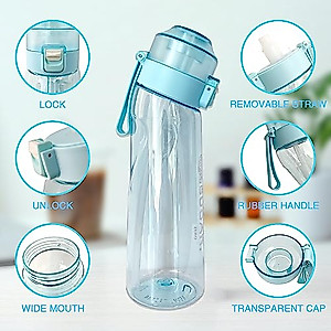 Napolju Air Up Water Bottle,650ML Scent Water Cup with 7 Flavour Pods,Leak Proof Sports Water Cup with Straw Suitable for Outdoor Sports,Gifts From Friends, Birthday Gifts (Blue)