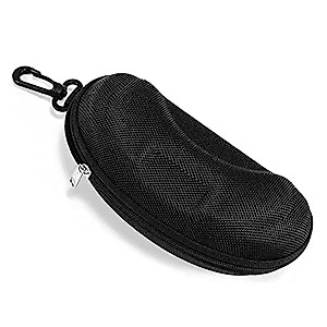 Yamrots 2 Pcs Zipper Hard Sunglasses Cases Portable Travel Eyeglasses Cases with Plastic Hook (Black)