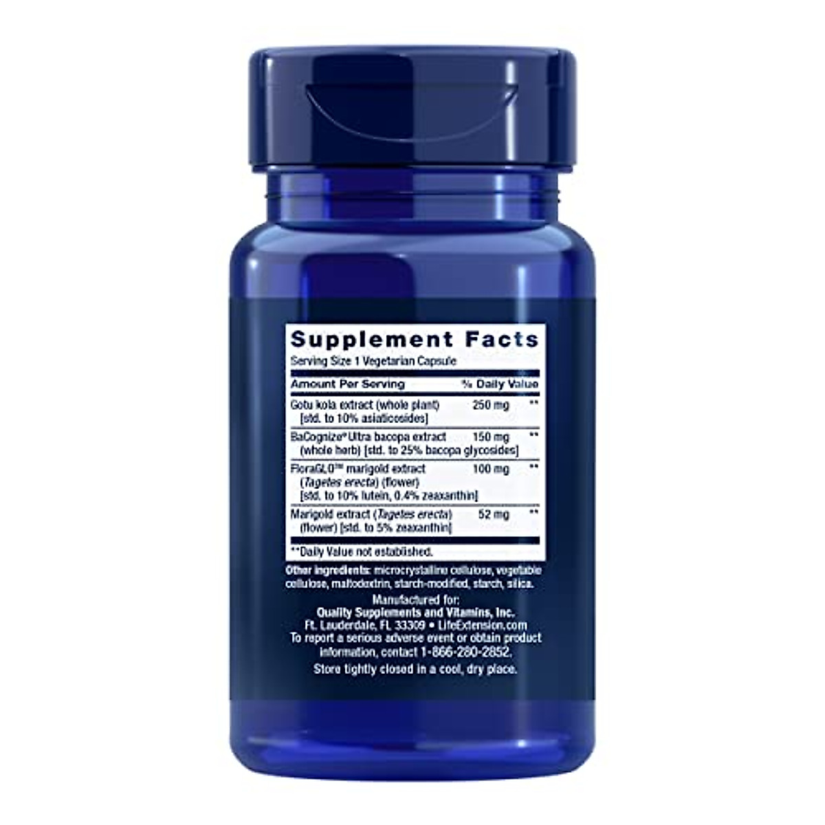 Life Extension Quick Brain Nootropic — Brain Supplement for Memory, Focus, Learning, Recall, Attention and Cognition – Gotu Kola, Bacopa, Once Daily, Gluten-Free, Non-GMO - 30 Vegetarian Capsules