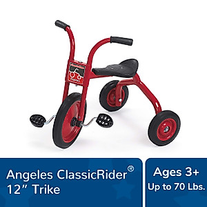 Children’s Factory ClassicRider 12" Toddler Tricycle, Kids Tricycle with Rubber Wheels, Red/Black