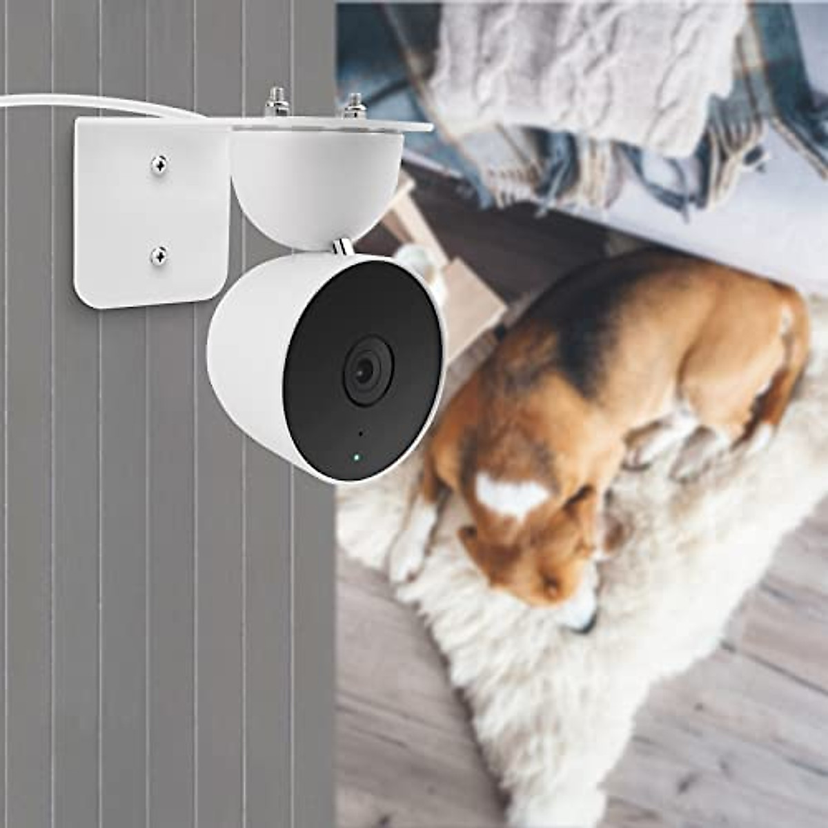Metal Wall Mount Holder fits for Google Nest Indoor 2nd Generation Wired Security Cam, Flexible Installation Camera Shelf for Better View Angle Mount on Wall Deck,White