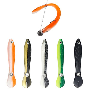 ZRUOYI 5 Pcs Soft Bionic Loach Bass Fishing Lures and Lead Head Jigs Fishing Hooks,Jerk Hopping Swim Bait,Swimming Simulation Lures for Saltwater & Freshwater