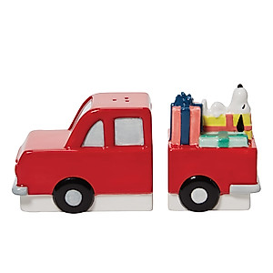 Enesco Peanuts Ceramics Snoopy on Truck Salt and Pepper Spice Shaker Set, 3.54 Inch, Multicolor