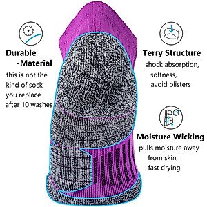 CWVLC Unisex Cushioned Compression Athletic Ankle Socks Multipack, 3-pairs Purple, M (7.5-10 W US/ 6-8.5 M US)