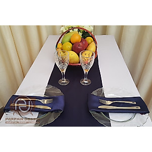 Parfair Dessin Pack of 10 Satin Table Runners 12 x 108 inch for Wedding Banquet Reception Party Decoration, Bright Silk and Smooth Fabric Party Table Runner - Navy Blue